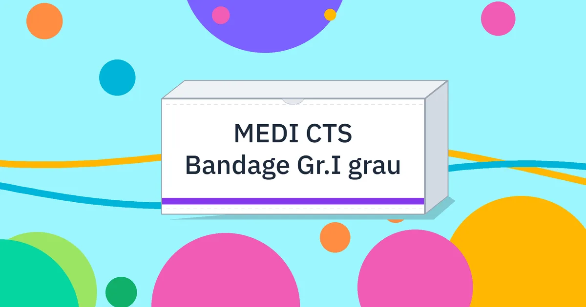 Symbolbild: Packung mit der Aufschrift MEDI CTS Bandage Gr.I grau (PZN 15314218) – Verfügbarkeit und Bezug in Apotheken in Frankfurt am Main