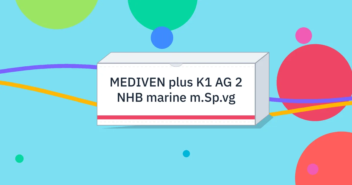 Symbolbild: Packung mit der Aufschrift MEDIVEN plus K1 AG 2 NHB marine m.Sp.vg (PZN 15922596) – Verfügbarkeit und Bezug in Apotheken in Frankfurt am Main