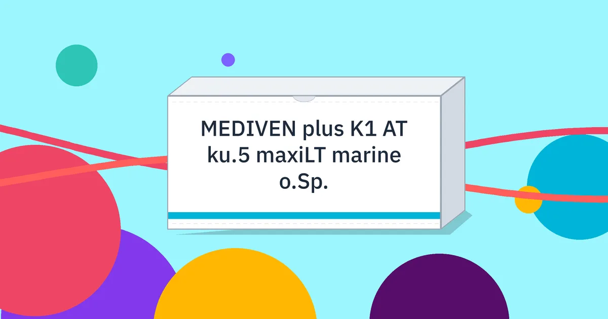 Symbolbild: Packung mit der Aufschrift MEDIVEN plus K1 AT ku.5 maxiLT marine o.Sp. (PZN 15068570) – Verfügbarkeit und Bezug in Apotheken in Frankfurt am Main