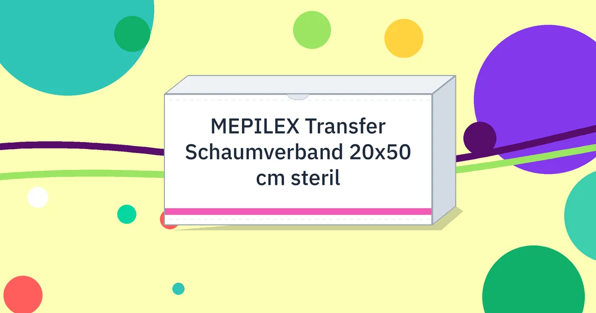 Symbolbild: Packung mit der Aufschrift MEPILEX Transfer Schaumverband 20x50 cm steril (PZN 09891673) – Verfügbarkeit und Bezug in Apotheken in Frankfurt am Main
