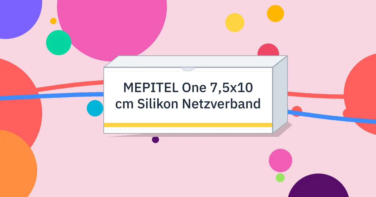 Symbolbild: Packung mit der Aufschrift MEPITEL One 7,5x10 cm Silikon Netzverband (PZN 16614170) – Verfügbarkeit und Bezug in Apotheken in Frankfurt am Main