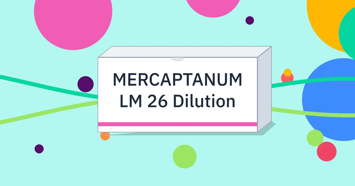 Symbolbild: Packung mit der Aufschrift MERCAPTANUM LM 26 Dilution (PZN 13605791) – Verfügbarkeit und Bezug in Apotheken in Frankfurt am Main