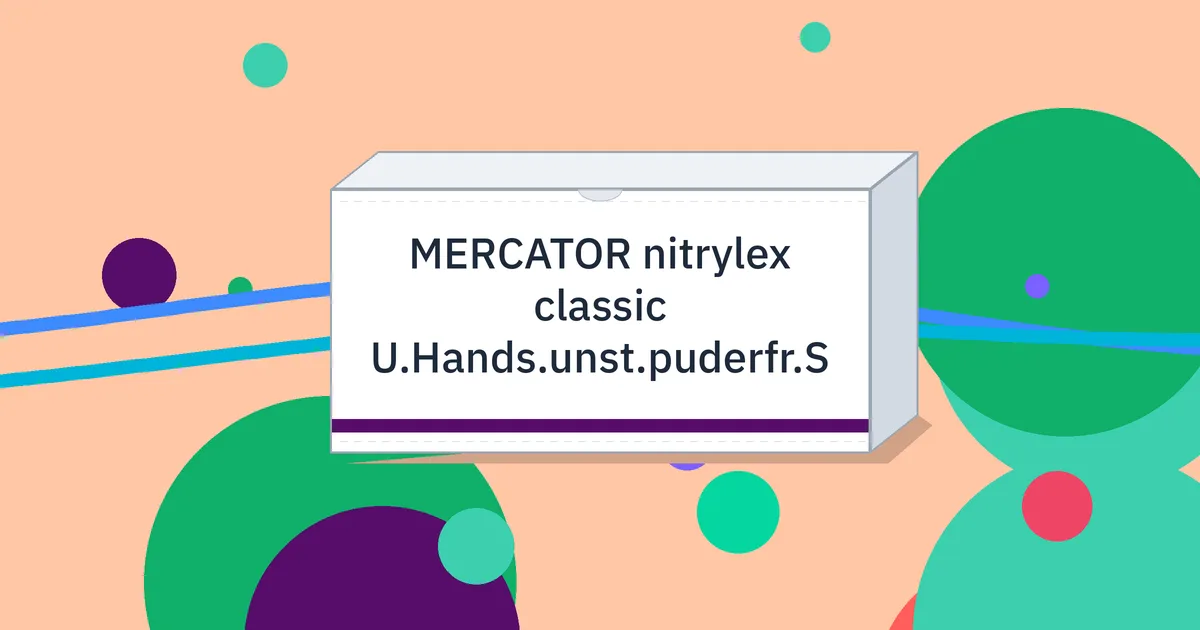 Symbolbild: Packung mit der Aufschrift MERCATOR nitrylex classic U.Hands.unst.puderfr.S (PZN 19208298) – Verfügbarkeit und Bezug in Apotheken in Frankfurt am Main