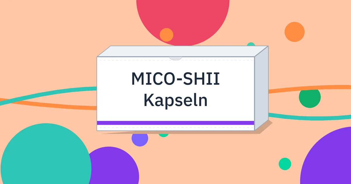 Symbolbild: Packung mit der Aufschrift MICO-SHII Kapseln (PZN 15306199) – Verfügbarkeit und Bezug in Apotheken in Frankfurt am Main
