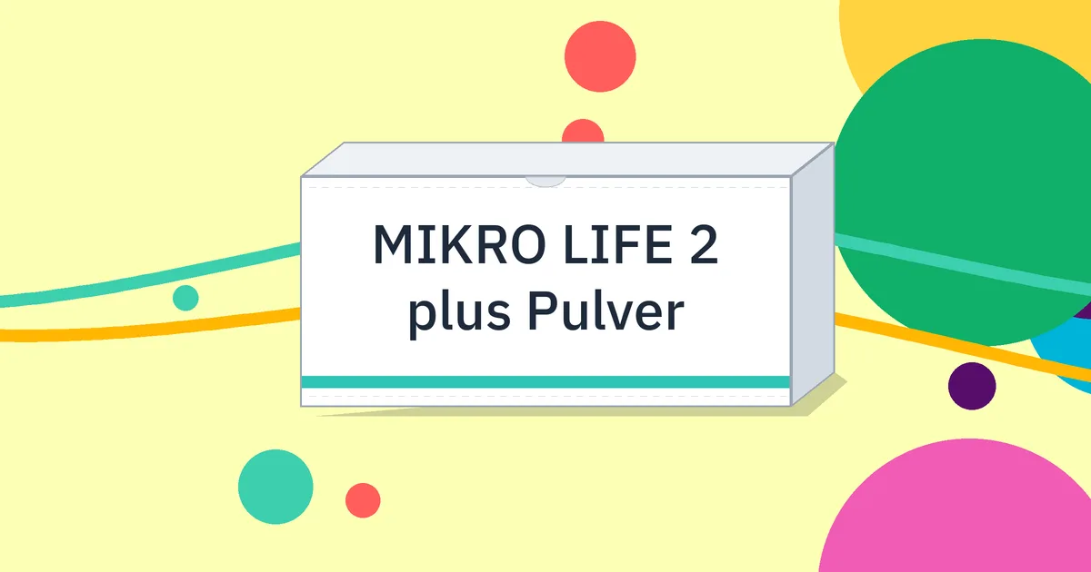 Symbolbild: Packung mit der Aufschrift MIKRO LIFE 2 plus Pulver (PZN 19126287) – Verfügbarkeit und Bezug in Apotheken in Frankfurt am Main