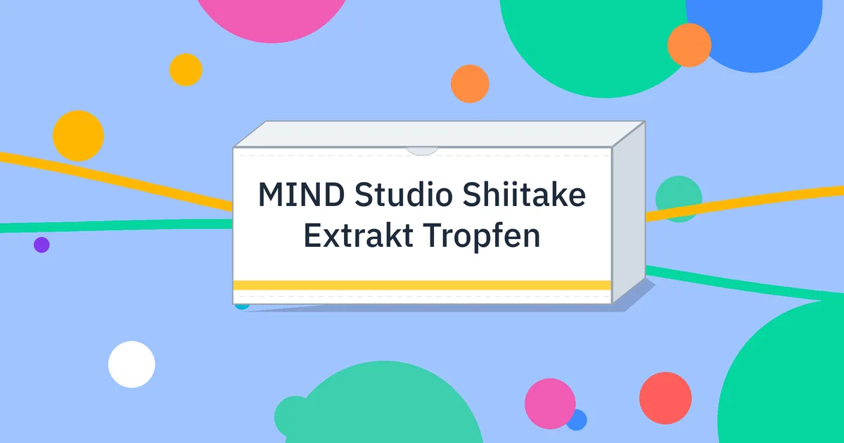 Symbolbild: Packung mit der Aufschrift MIND Studio Shiitake Extrakt Tropfen (PZN 20809703) – Verfügbarkeit und Bezug in Apotheken in Frankfurt am Main