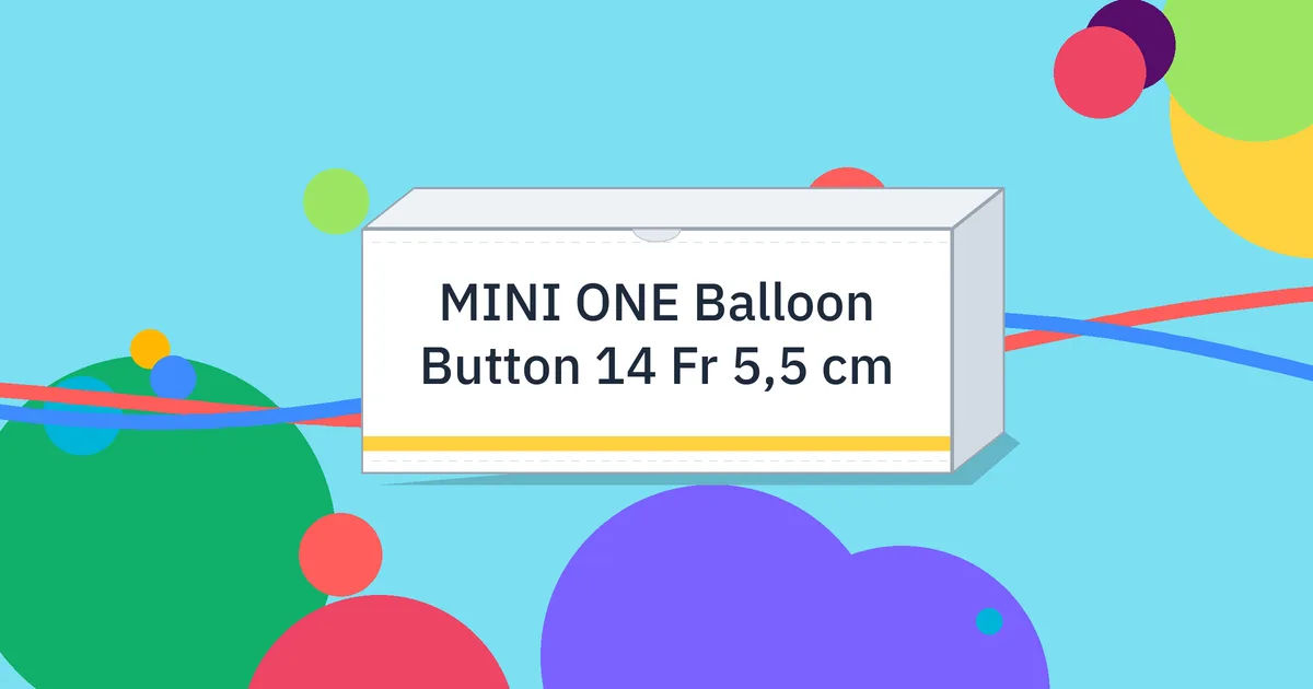 Symbolbild: Packung mit der Aufschrift MINI ONE Balloon Button 14 Fr 5,5 cm (PZN 14341992) – Verfügbarkeit und Bezug in Apotheken in Frankfurt am Main