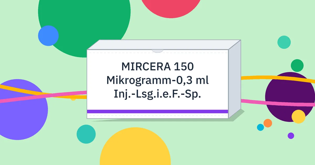 Symbolbild: Packung mit der Aufschrift MIRCERA 150 Mikrogramm-0,3 ml Inj.-Lsg.i.e.F.-Sp. (PZN 12405096) – Verfügbarkeit und Bezug in Apotheken in Frankfurt am Main