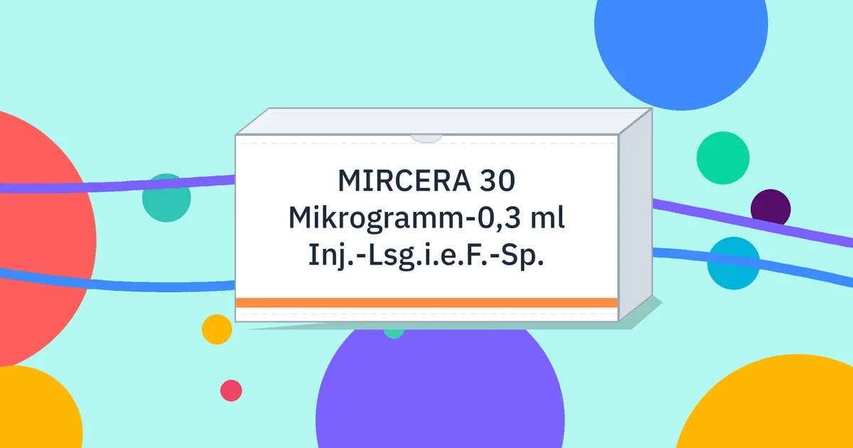 Symbolbild: Packung mit der Aufschrift MIRCERA 30 Mikrogramm-0,3 ml Inj.-Lsg.i.e.F.-Sp. (PZN 13971774) – Verfügbarkeit und Bezug in Apotheken in Frankfurt am Main