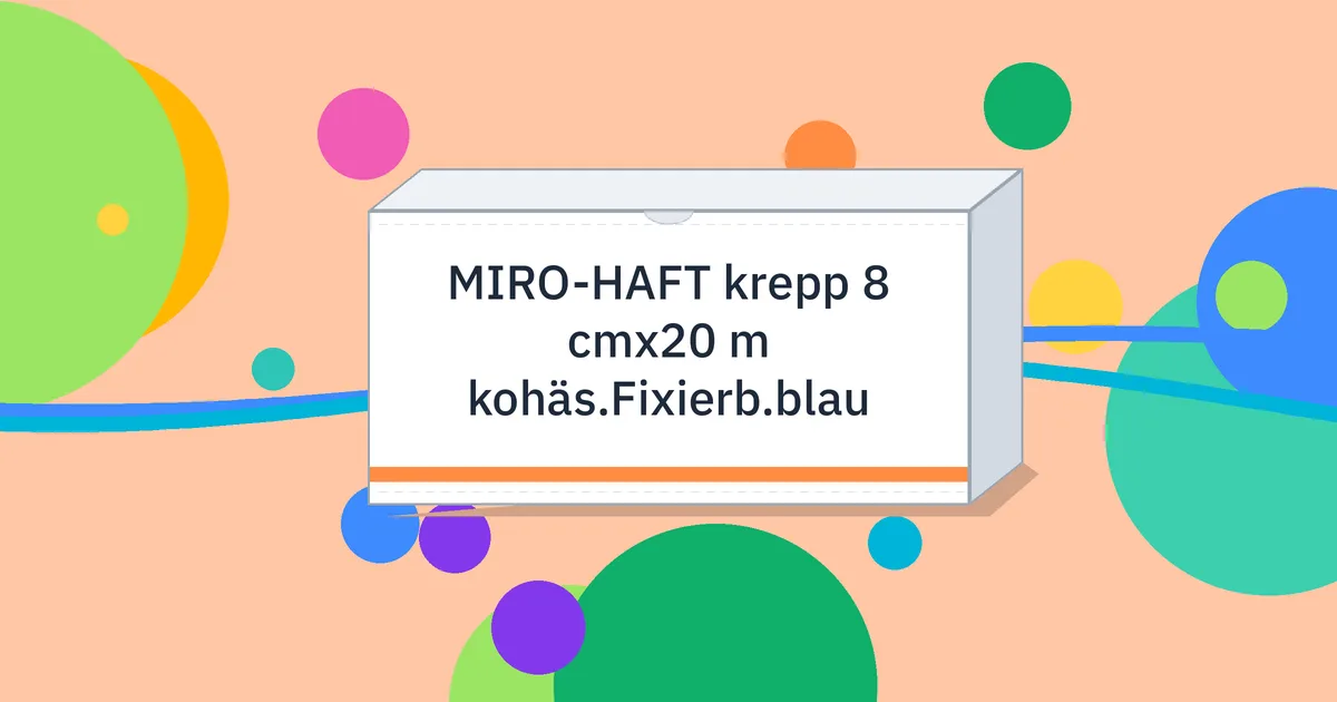 Symbolbild: Packung mit der Aufschrift MIRO-HAFT krepp 8 cmx20 m kohäs.Fixierb.blau (PZN 01212626) – Verfügbarkeit und Bezug in Apotheken in Frankfurt am Main