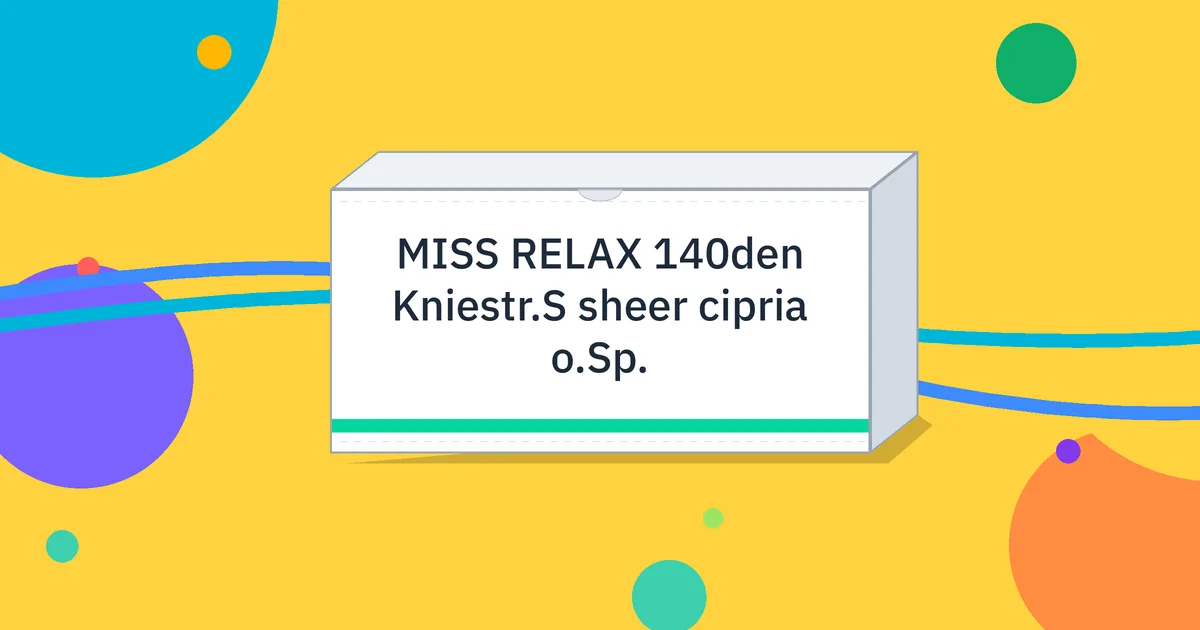 Symbolbild: Packung mit der Aufschrift MISS RELAX 140den Kniestr.S sheer cipria o.Sp. (PZN 20289675) – Verfügbarkeit und Bezug in Apotheken in Frankfurt am Main