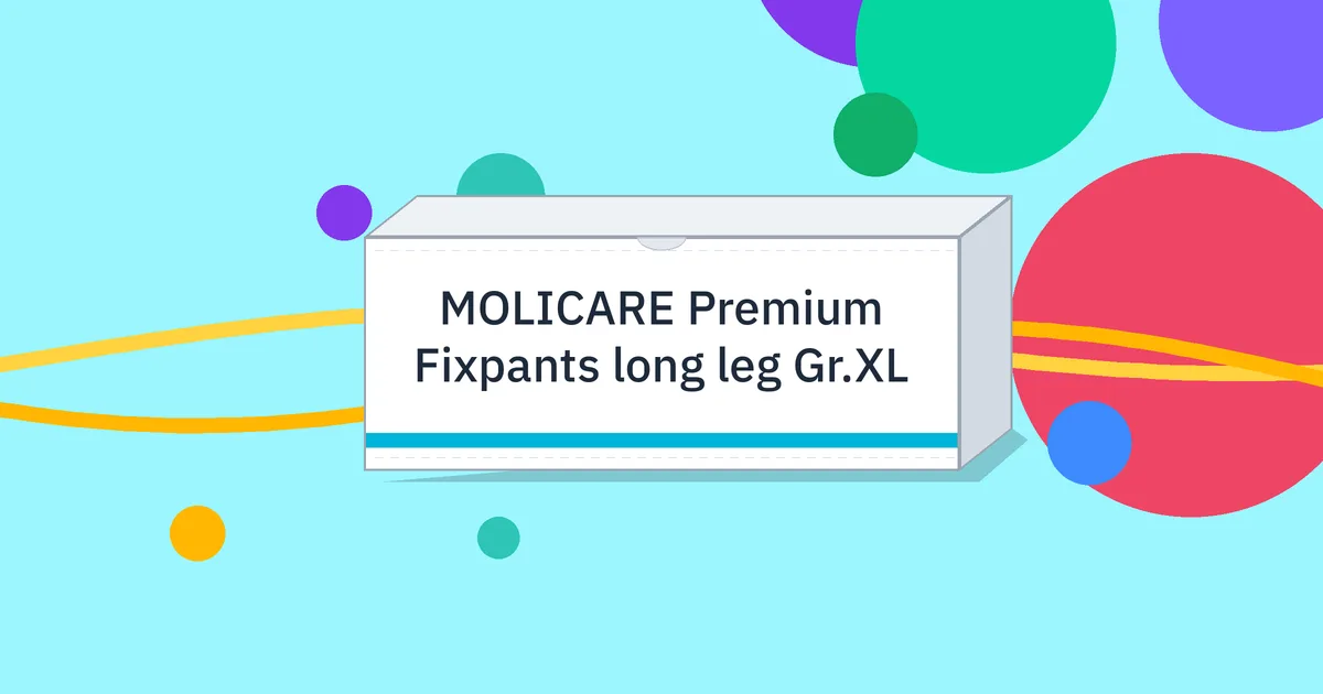 Symbolbild: Packung mit der Aufschrift MOLICARE Premium Fixpants long leg Gr.XL (PZN 14442440) – Verfügbarkeit und Bezug in Apotheken in Frankfurt am Main