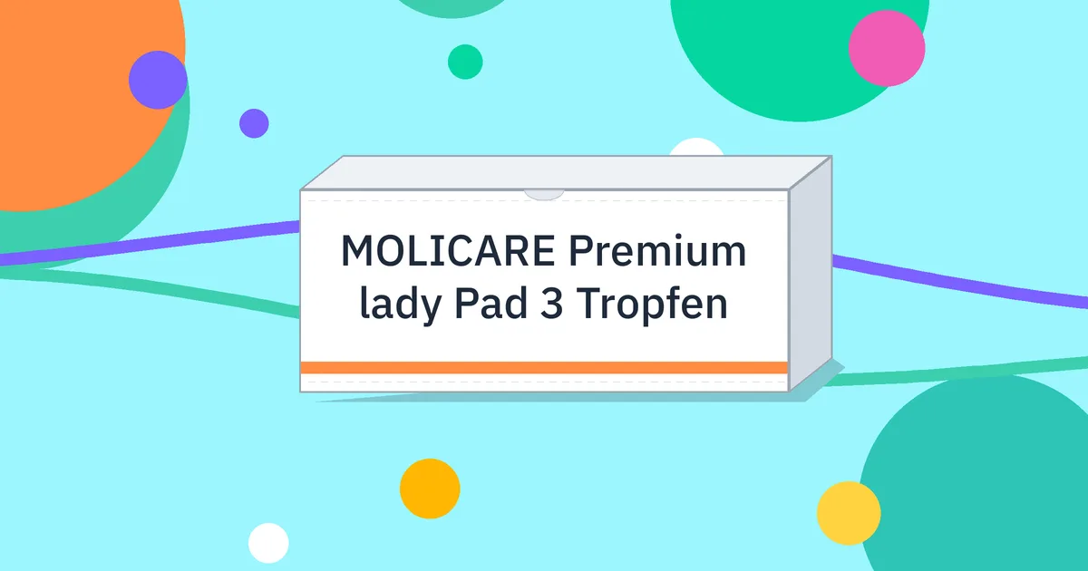 Symbolbild: Packung mit der Aufschrift MOLICARE Premium lady Pad 3 Tropfen (PZN 14029125) – Verfügbarkeit und Bezug in Apotheken in Frankfurt am Main
