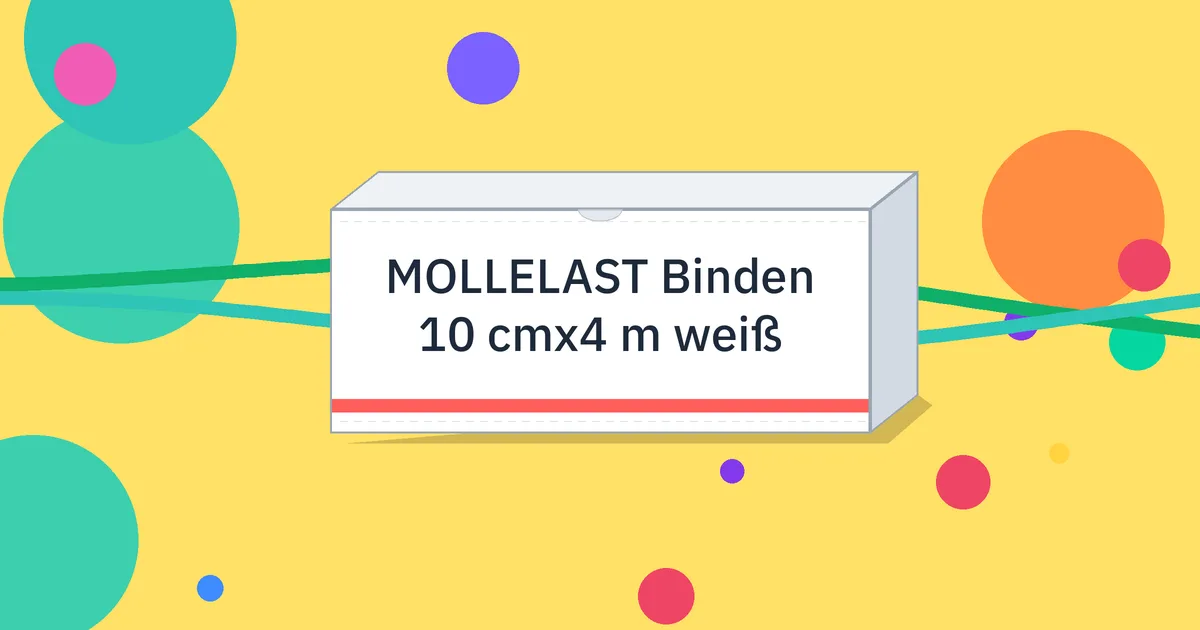 Symbolbild: Packung mit der Aufschrift MOLLELAST Binden 10 cmx4 m weiß (PZN 16164927) – Verfügbarkeit und Bezug in Apotheken in Frankfurt am Main