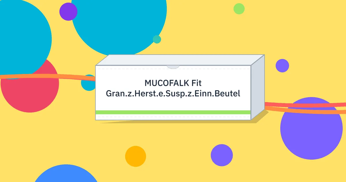 Symbolbild: Packung mit der Aufschrift MUCOFALK Fit Gran.z.Herst.e.Susp.z.Einn.Beutel (PZN 03062987) – Verfügbarkeit und Bezug in Apotheken in Frankfurt am Main
