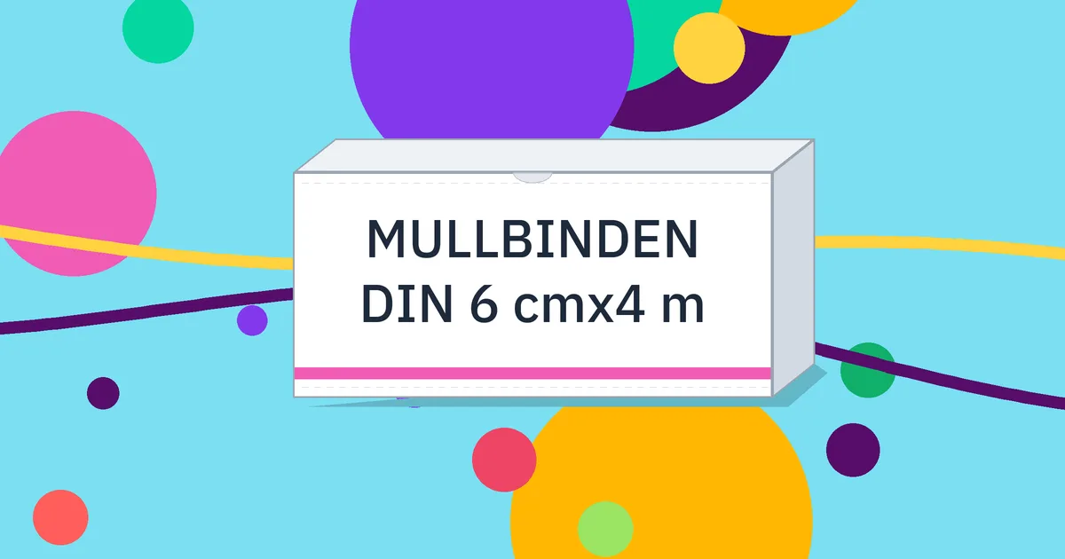 Symbolbild: Packung mit der Aufschrift MULLBINDEN DIN 6 cmx4 m (PZN 03943386) – Verfügbarkeit und Bezug in Apotheken in Frankfurt am Main