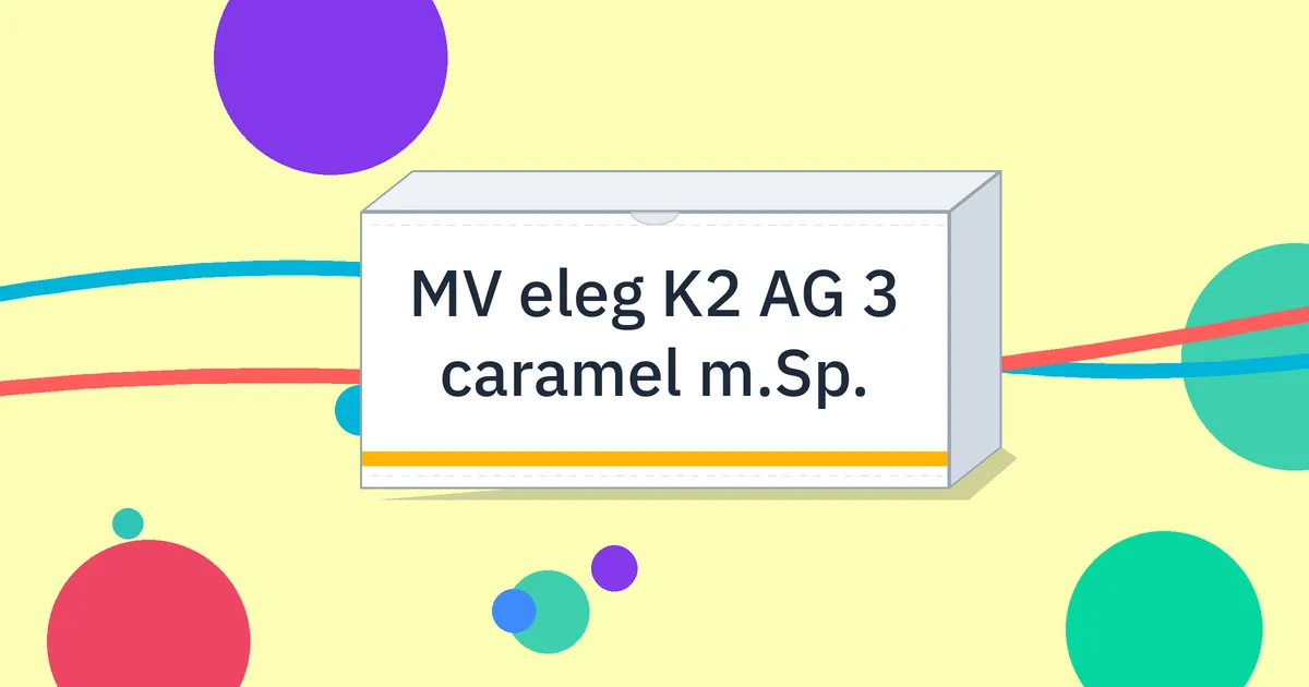 Symbolbild: Packung mit der Aufschrift MV eleg K2 AG 3 caramel m.Sp. (PZN 00531602) – Verfügbarkeit und Bezug in Apotheken in Frankfurt am Main