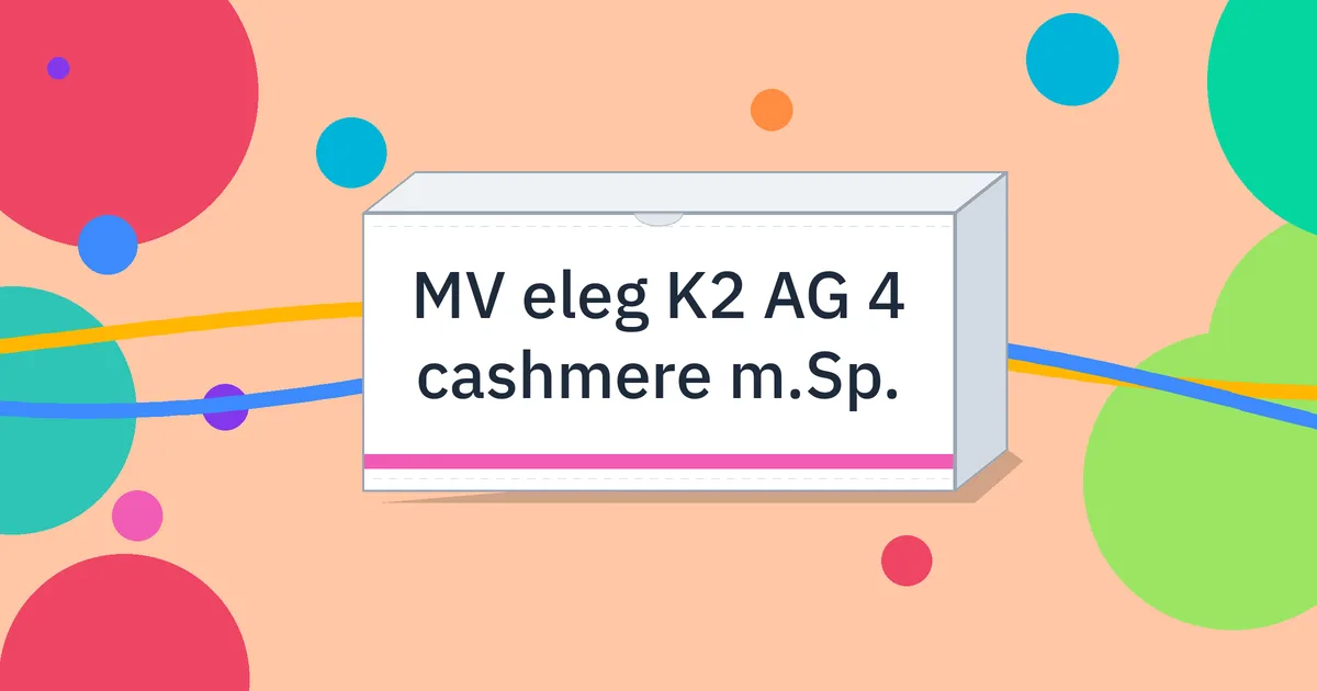 Symbolbild: Packung mit der Aufschrift MV eleg K2 AG 4 cashmere m.Sp. (PZN 14680085) – Verfügbarkeit und Bezug in Apotheken in Frankfurt am Main