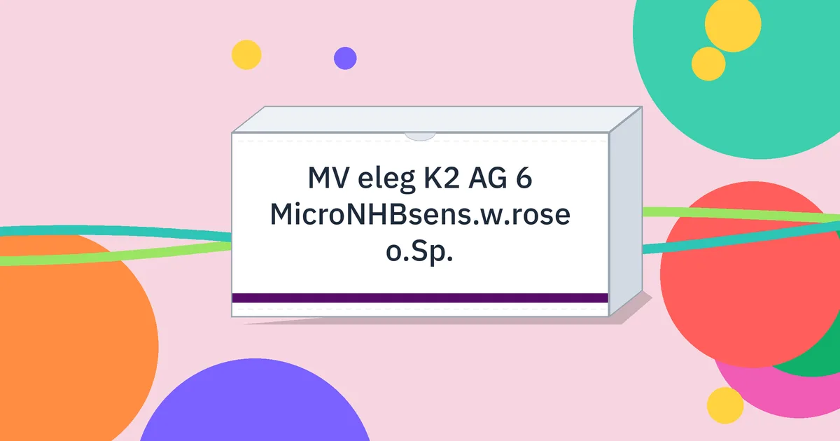 Symbolbild: Packung mit der Aufschrift MV eleg K2 AG 6 MicroNHBsens.w.rose o.Sp. (PZN 15725016) – Verfügbarkeit und Bezug in Apotheken in Frankfurt am Main