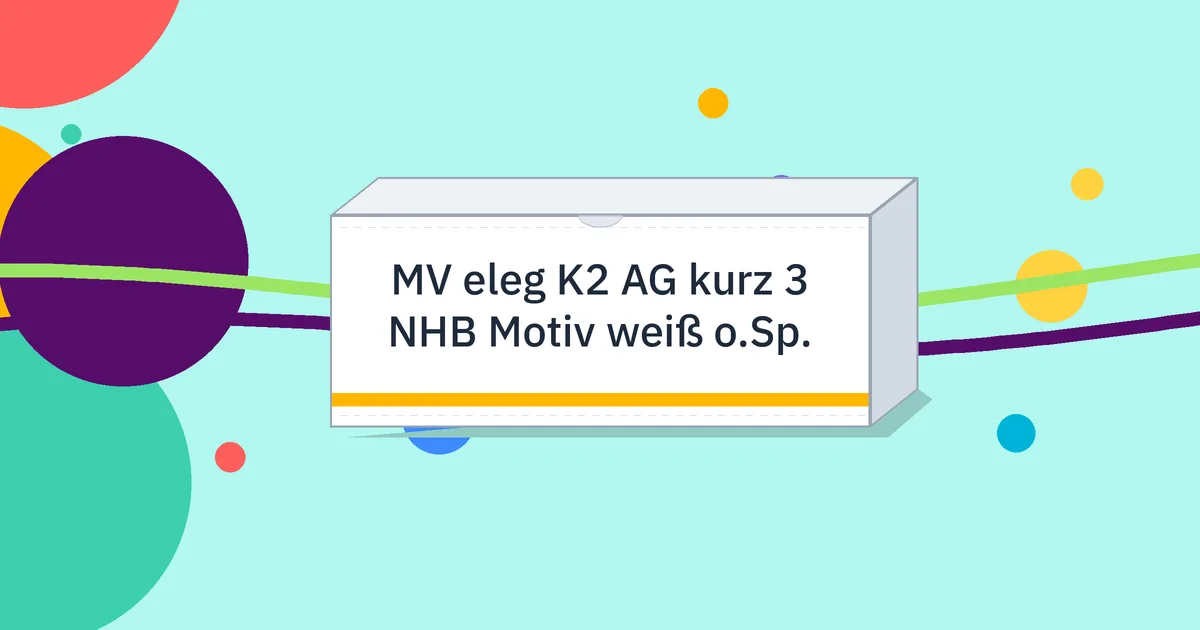 Symbolbild: Packung mit der Aufschrift MV eleg K2 AG kurz 3 NHB Motiv weiß o.Sp. (PZN 15709164) – Verfügbarkeit und Bezug in Apotheken in Frankfurt am Main