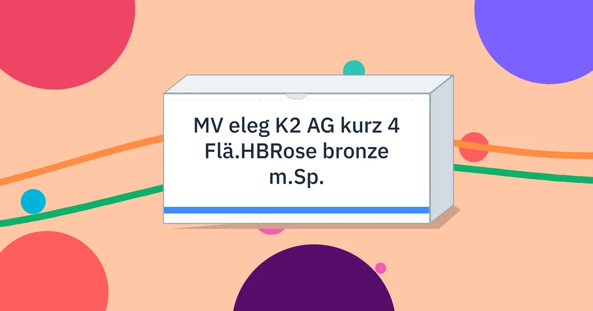 Symbolbild: Packung mit der Aufschrift MV eleg K2 AG kurz 4 Flä.HBRose bronze m.Sp. (PZN 15704362) – Verfügbarkeit und Bezug in Apotheken in Frankfurt am Main