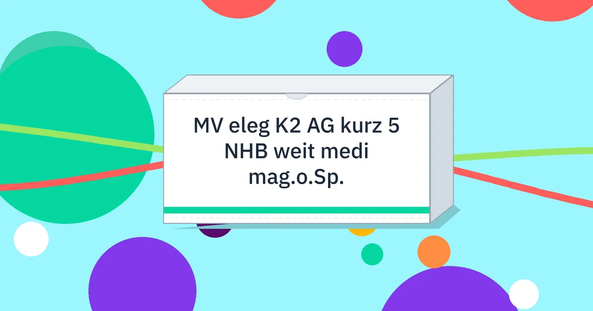 Symbolbild: Packung mit der Aufschrift MV eleg K2 AG kurz 5 NHB weit medi mag.o.Sp. (PZN 15714610) – Verfügbarkeit und Bezug in Apotheken in Frankfurt am Main