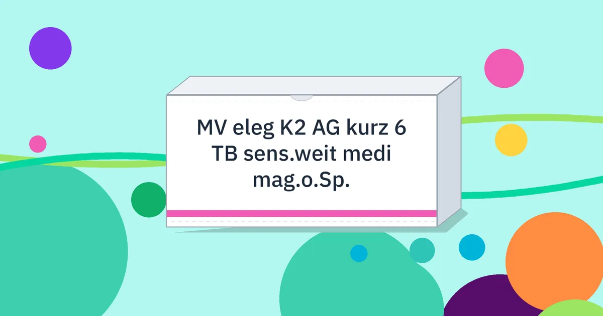 Symbolbild: Packung mit der Aufschrift MV eleg K2 AG kurz 6 TB sens.weit medi mag.o.Sp. (PZN 14636753) – Verfügbarkeit und Bezug in Apotheken in Frankfurt am Main