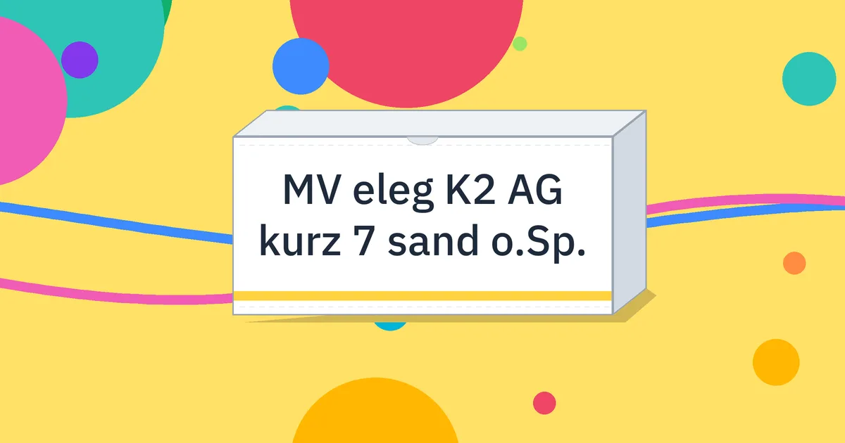 Symbolbild: Packung mit der Aufschrift MV eleg K2 AG kurz 7 sand o.Sp. (PZN 18924868) – Verfügbarkeit und Bezug in Apotheken in Frankfurt am Main