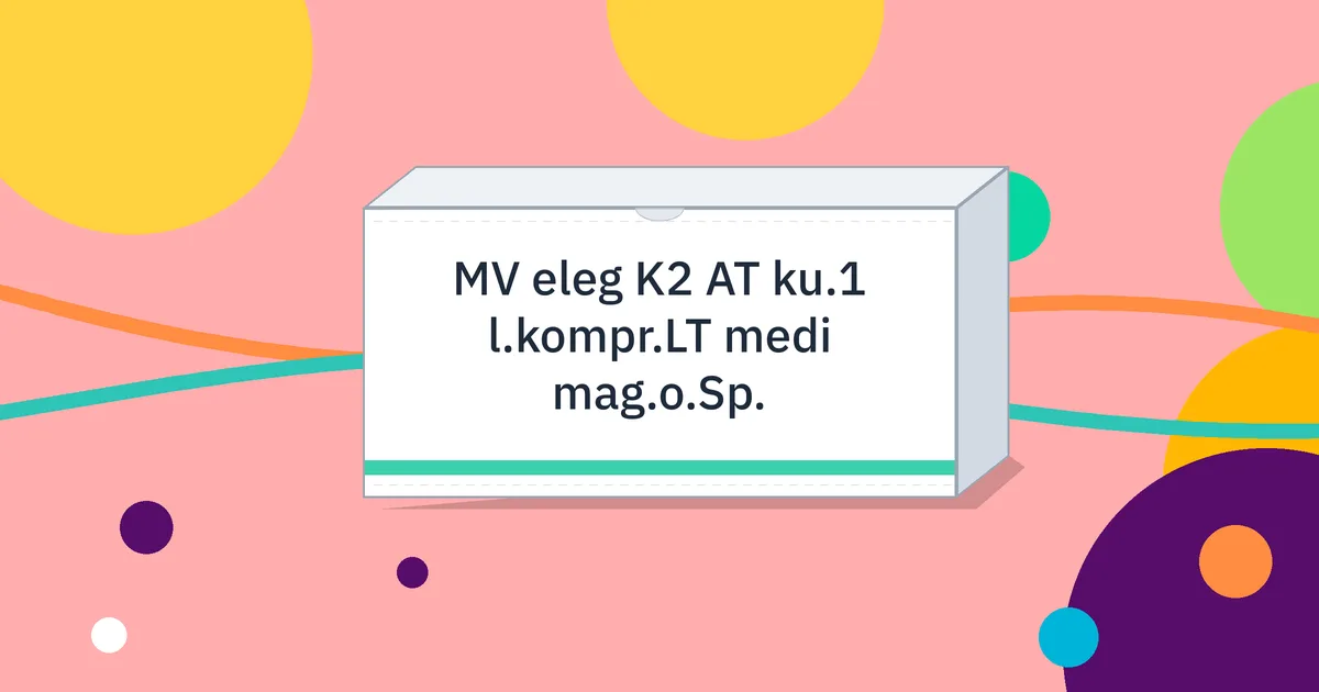 Symbolbild: Packung mit der Aufschrift MV eleg K2 AT ku.1 l.kompr.LT medi mag.o.Sp. (PZN 15287674) – Verfügbarkeit und Bezug in Apotheken in Frankfurt am Main