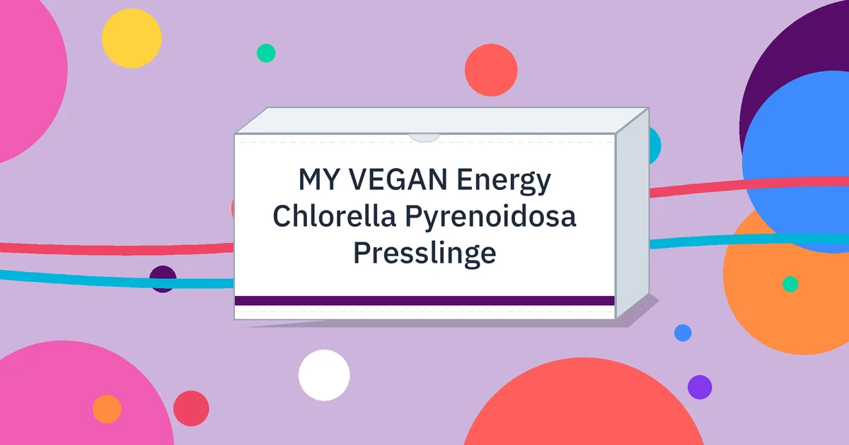 Symbolbild: Packung mit der Aufschrift MY VEGAN Energy Chlorella Pyrenoidosa Presslinge (PZN 11149573) – Verfügbarkeit und Bezug in Apotheken in Frankfurt am Main