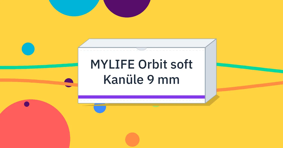 Symbolbild: Packung mit der Aufschrift MYLIFE Orbit soft Kanüle 9 mm (PZN 14324841) – Verfügbarkeit und Bezug in Apotheken in Frankfurt am Main