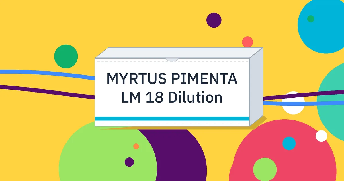 Symbolbild: Packung mit der Aufschrift MYRTUS PIMENTA LM 18 Dilution (PZN 13614502) – Verfügbarkeit und Bezug in Apotheken in Frankfurt am Main