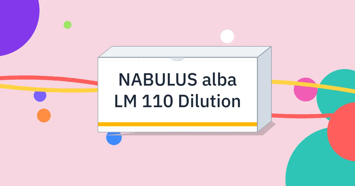 Symbolbild: Packung mit der Aufschrift NABULUS alba LM 110 Dilution (PZN 13615677) – Verfügbarkeit und Bezug in Apotheken in Frankfurt am Main