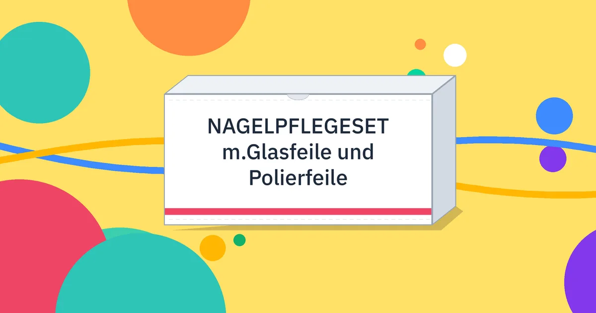 Symbolbild: Packung mit der Aufschrift NAGELPFLEGESET m.Glasfeile und Polierfeile (PZN 18791278) – Verfügbarkeit und Bezug in Apotheken in Frankfurt am Main