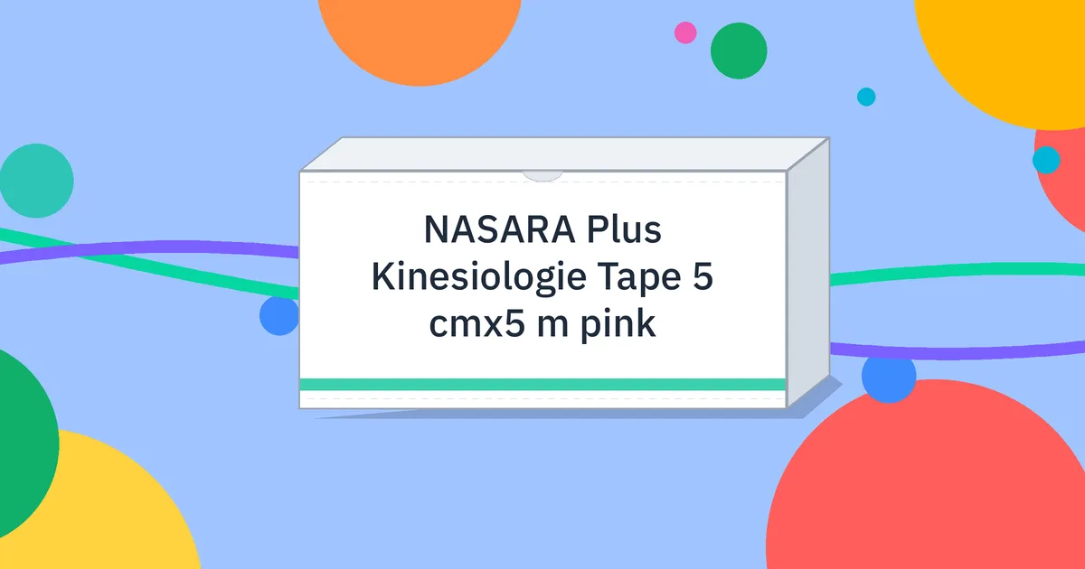 Symbolbild: Packung mit der Aufschrift NASARA Plus Kinesiologie Tape 5 cmx5 m pink (PZN 13965489) – Verfügbarkeit und Bezug in Apotheken in Frankfurt am Main