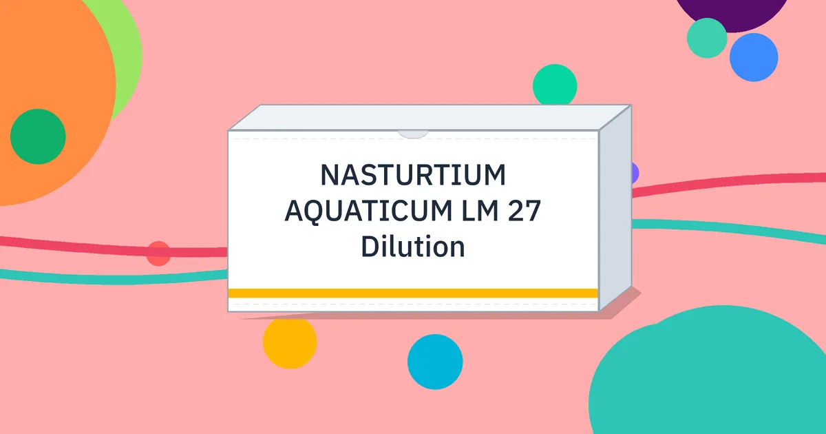 Symbolbild: Packung mit der Aufschrift NASTURTIUM AQUATICUM LM 27 Dilution (PZN 13616493) – Verfügbarkeit und Bezug in Apotheken in Frankfurt am Main
