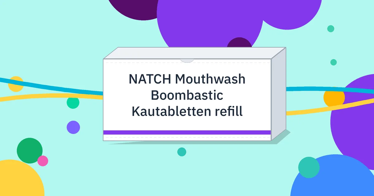 Symbolbild: Packung mit der Aufschrift NATCH Mouthwash Boombastic Kautabletten refill (PZN 20206933) – Verfügbarkeit und Bezug in Apotheken in Frankfurt am Main