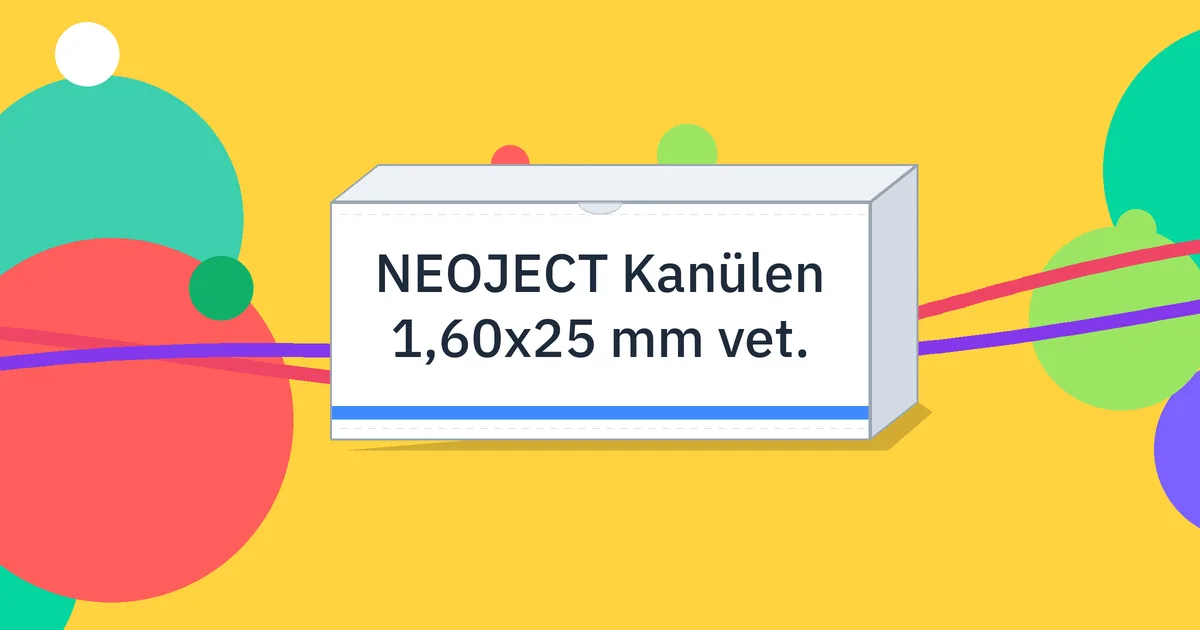Symbolbild: Packung mit der Aufschrift NEOJECT Kanülen 1,60x25 mm vet. (PZN 00267654) – Verfügbarkeit und Bezug in Apotheken in Frankfurt am Main