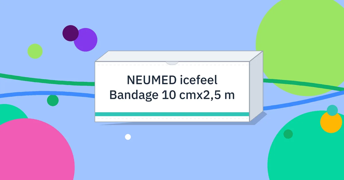 Symbolbild: Packung mit der Aufschrift NEUMED icefeel Bandage 10 cmx2,5 m (PZN 04095405) – Verfügbarkeit und Bezug in Apotheken in Frankfurt am Main