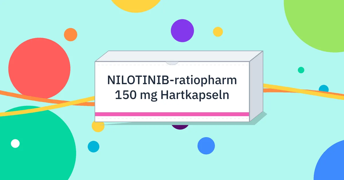 Symbolbild: Packung mit der Aufschrift NILOTINIB-ratiopharm 150 mg Hartkapseln (PZN 19238307) – Verfügbarkeit und Bezug in Apotheken in Frankfurt am Main