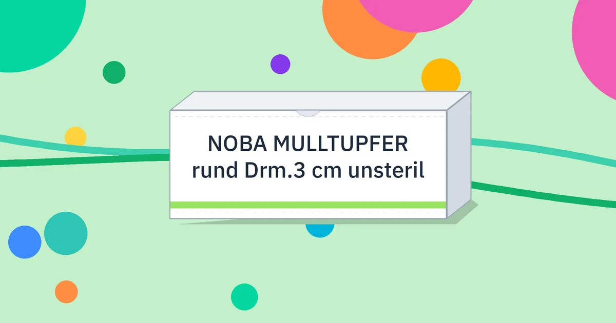 Symbolbild: Packung mit der Aufschrift NOBA MULLTUPFER rund Drm.3 cm unsteril (PZN 05527255) – Verfügbarkeit und Bezug in Apotheken in Frankfurt am Main
