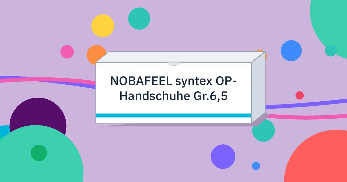 Symbolbild: Packung mit der Aufschrift NOBAFEEL syntex OP-Handschuhe Gr.6,5 (PZN 09613218) – Verfügbarkeit und Bezug in Apotheken in Frankfurt am Main