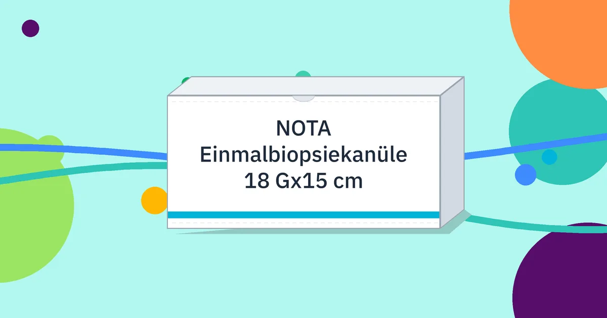 Symbolbild: Packung mit der Aufschrift NOTA Einmalbiopsiekanüle 18 Gx15 cm (PZN 03920267) – Verfügbarkeit und Bezug in Apotheken in Frankfurt am Main