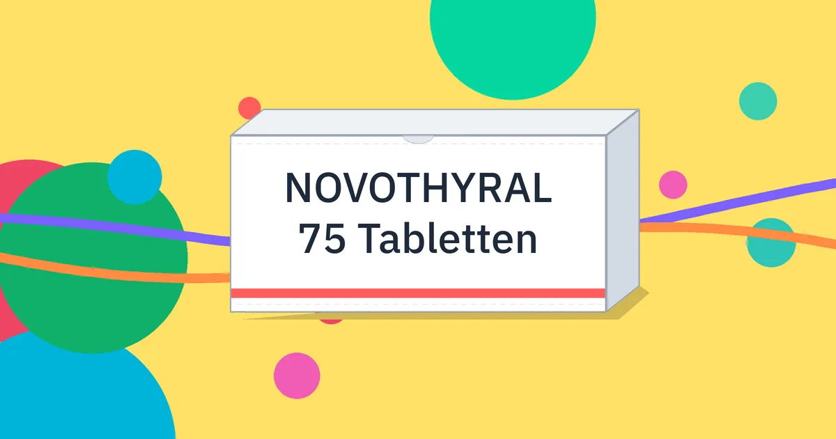 Symbolbild: Packung mit der Aufschrift NOVOTHYRAL 75 Tabletten (PZN 03116795) – Verfügbarkeit und Bezug in Apotheken in Frankfurt am Main