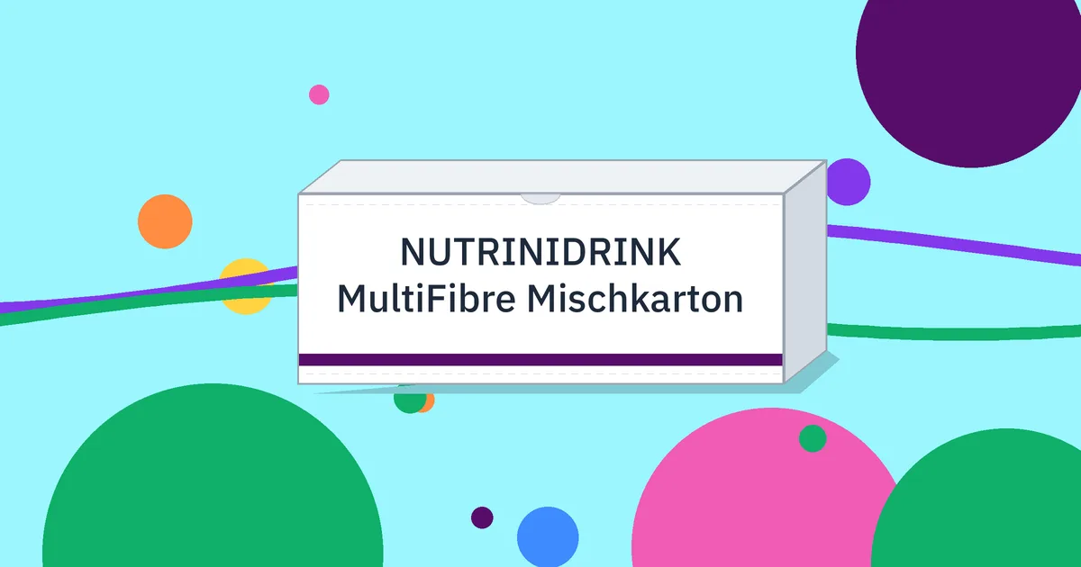 Symbolbild: Packung mit der Aufschrift NUTRINIDRINK MultiFibre Mischkarton (PZN 06333607) – Verfügbarkeit und Bezug in Apotheken in Frankfurt am Main