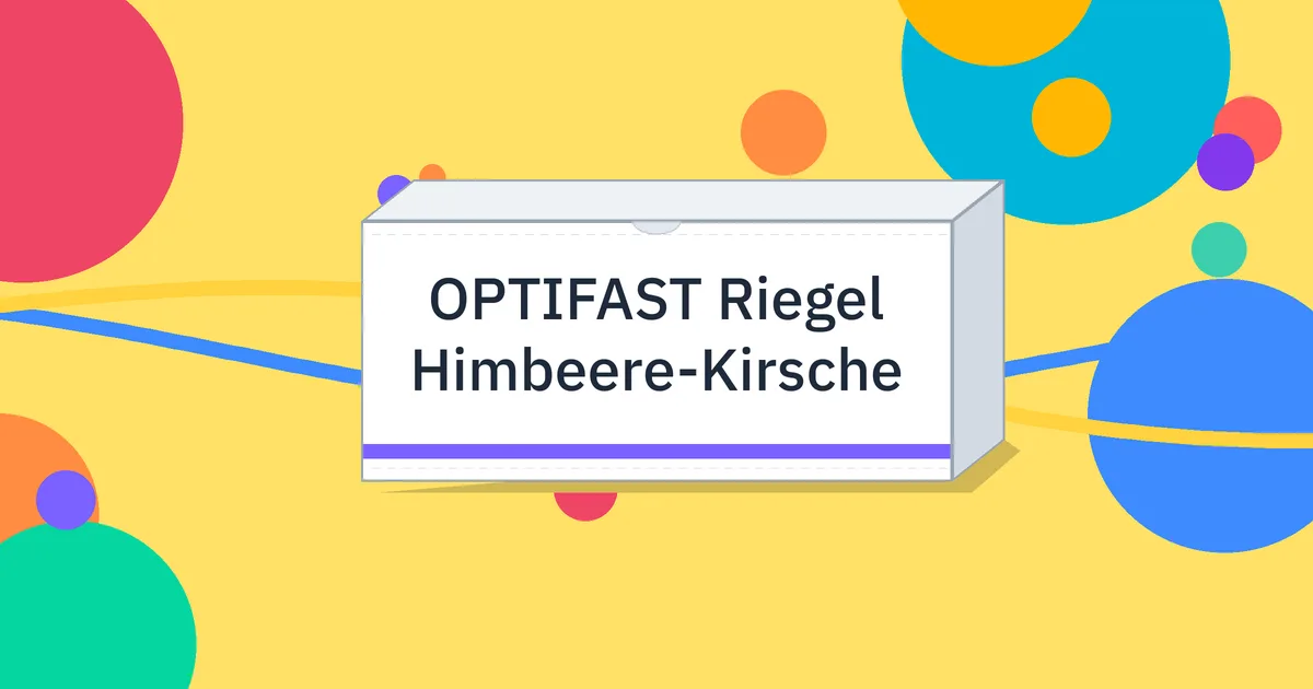 Symbolbild: Packung mit der Aufschrift OPTIFAST Riegel Himbeere-Kirsche (PZN 15996531) – Verfügbarkeit und Bezug in Apotheken in Frankfurt am Main