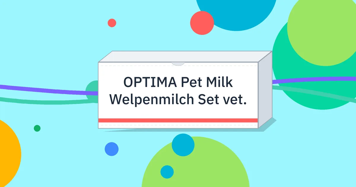 Symbolbild: Packung mit der Aufschrift OPTIMA Pet Milk Welpenmilch Set vet. (PZN 19491897) – Verfügbarkeit und Bezug in Apotheken in Frankfurt am Main