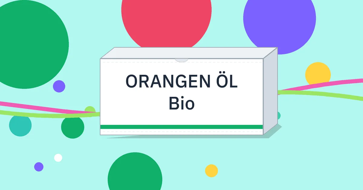 Symbolbild: Packung mit der Aufschrift ORANGEN ÖL Bio (PZN 00826935) – Verfügbarkeit und Bezug in Apotheken in Frankfurt am Main