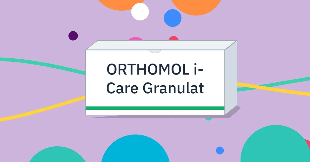 Symbolbild: Packung mit der Aufschrift ORTHOMOL i-Care Granulat (PZN 05382064) – Verfügbarkeit und Bezug in Apotheken in Frankfurt am Main