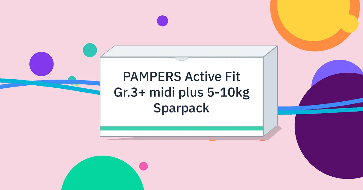 Symbolbild: Packung mit der Aufschrift PAMPERS Active Fit Gr.3+ midi plus 5-10kg Sparpack (PZN 03072023) – Verfügbarkeit und Bezug in Apotheken in Frankfurt am Main